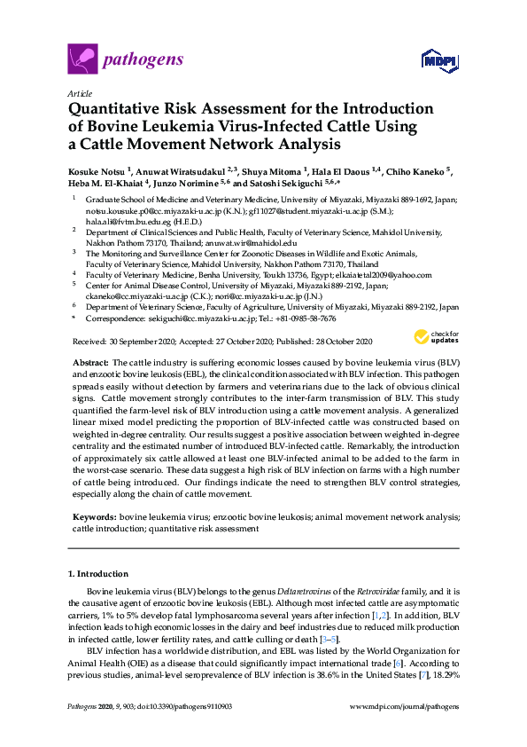 (PDF) Quantitative Risk Assessment for the Introduction of Bovine ...