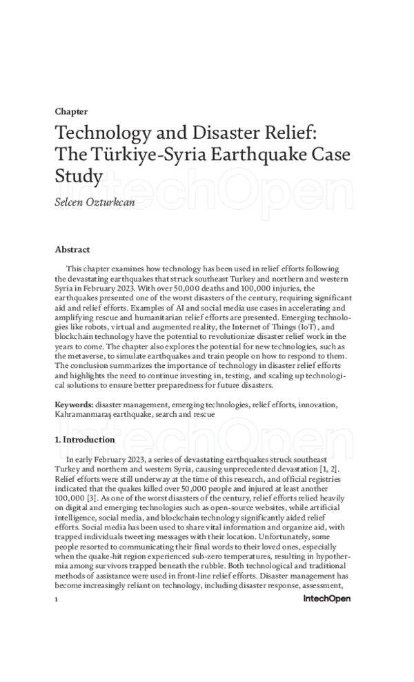 (PDF) Technology and Disaster Relief: The Türkiye-Syria Earthquake Case ...