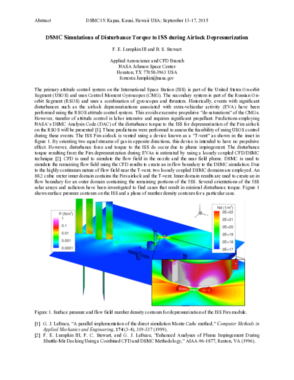 (PDF) DSMC Simulations of Disturbance Torque to ISS During Airlock ...