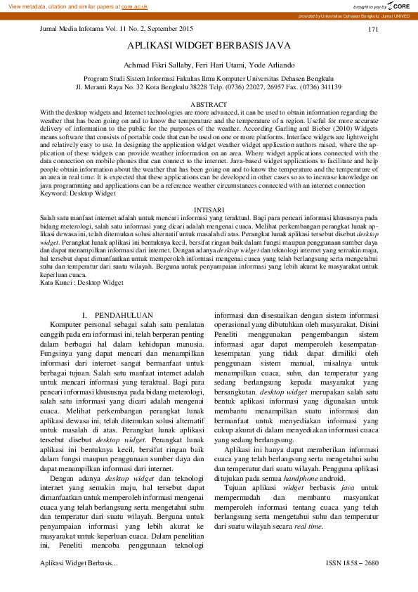 (PDF) Aplikasi Widget Berbasis Java