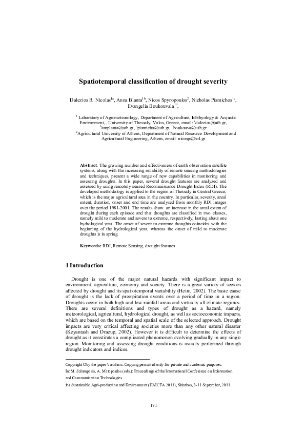 (PDF) Spatiotemporal Classification of Drought Severity