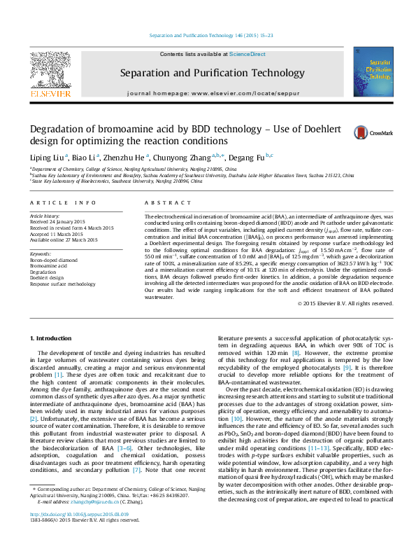 (PDF) Degradation of bromoamine acid by BDD technology – Use of ...