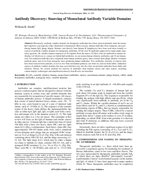 (PDF) Antibody Discovery: Sourcing of Monoclonal Antibody Variable Domains