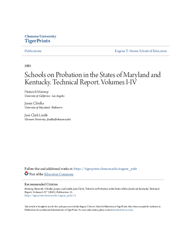 (PDF) Schools on Probation in the States of Maryland and Kentucky ...