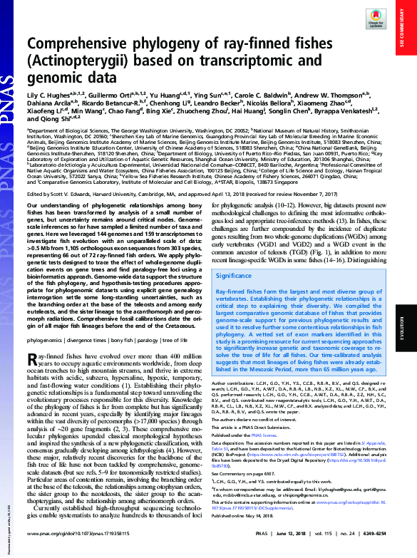 (PDF) Comprehensive phylogeny of ray-finned fishes (Actinopterygii ...