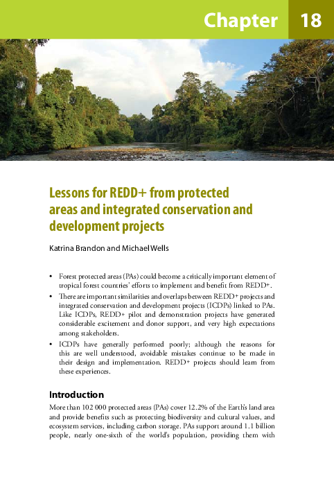 (PDF) Lessons for REDD+ from protected areas and integrated ...