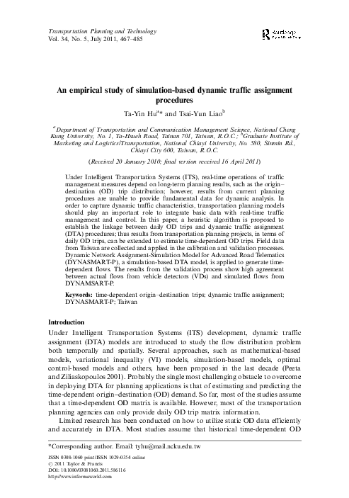 (PDF) An empirical study of simulation-based dynamic traffic assignment procedures