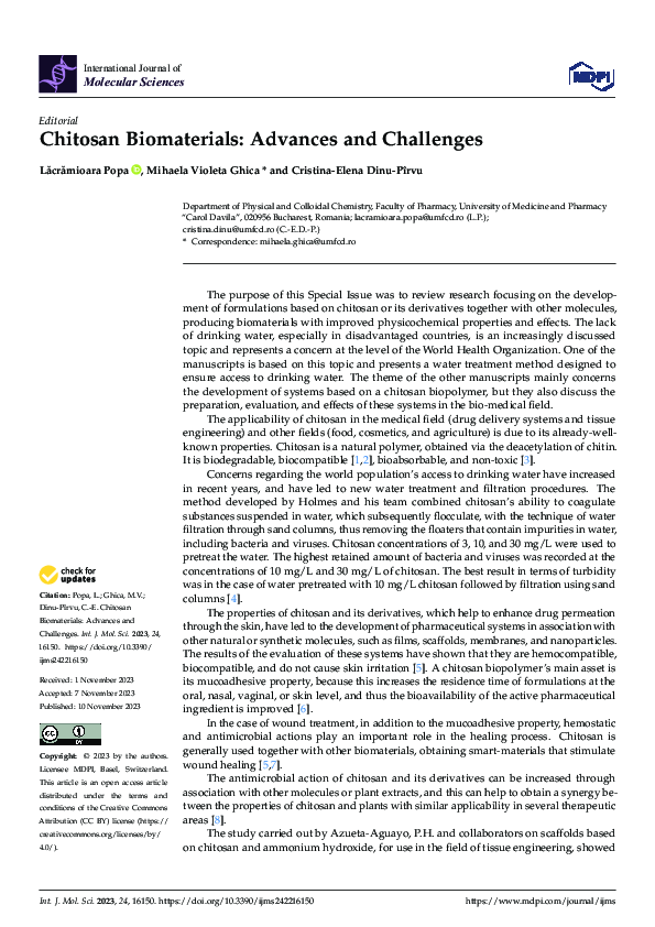 (PDF) Chitosan Biomaterials: Advances and Challenges