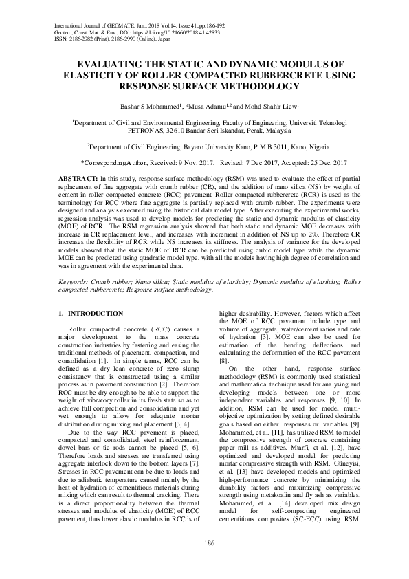 (PDF) Evaluating the Static and Dynamic Modulus of Elasticity of Roller Compacted Rubbercrete ...