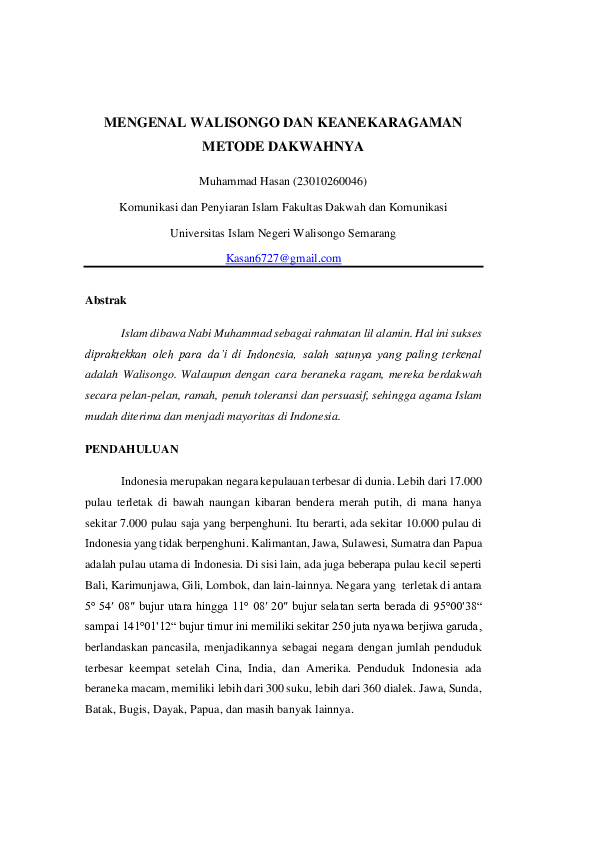 (PDF) Muhammad Hasan (046)_MENGENAL WALISONGO DAN KEANEKARAGAMAN METODE ...
