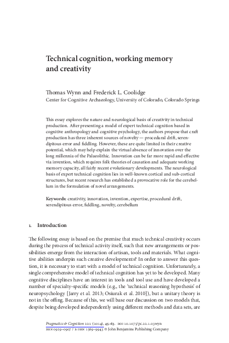 (PDF) Technical cognition, working memory and creativity