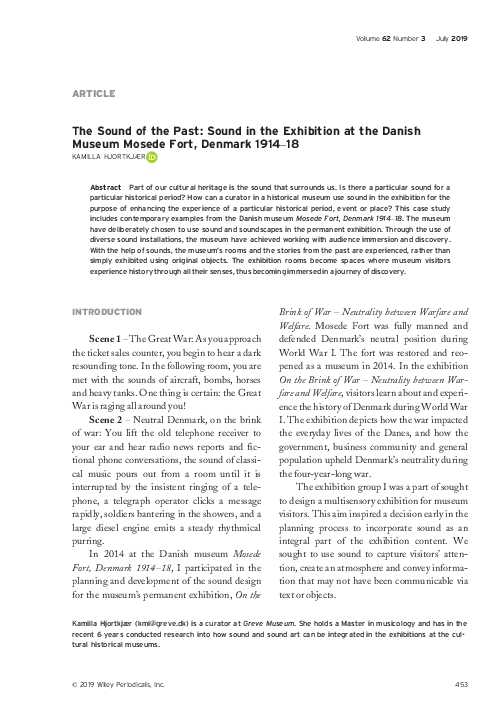 The Sound of the Past: Sound in the Exhibition at the Danish Museum ...