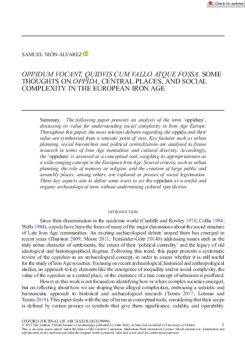 (PDF) OPPIDUM VOCANT, QUIDVIS CUM VALLO ATQUE FOSSA. SOME THOUGHTS ON ...