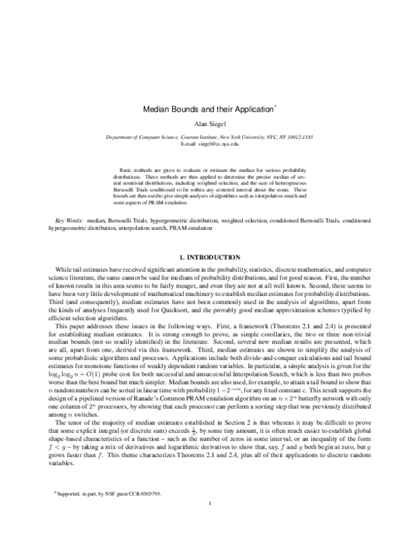 (PDF) Median Bounds and Their Application