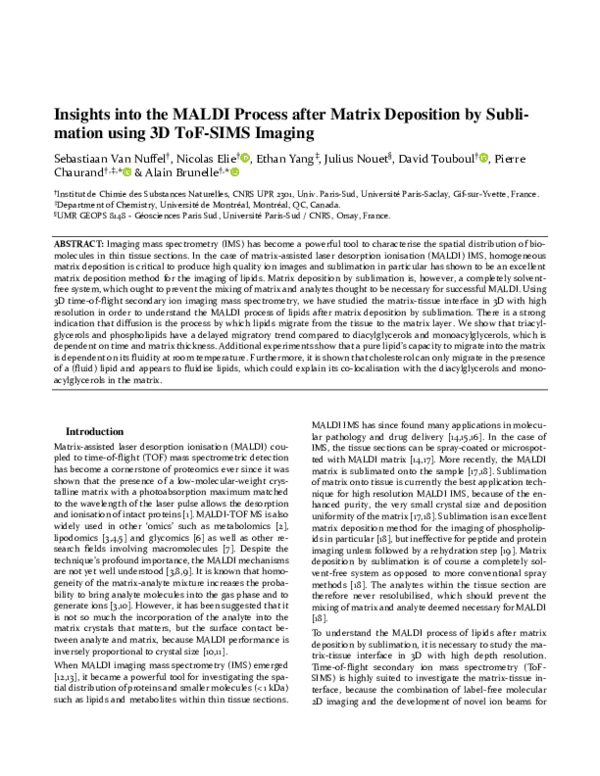 (PDF) Insights into the MALDI Process after Matrix Deposition by ...