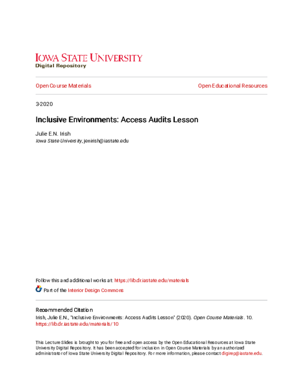 (PDF) Inclusive Environments: Access Audits Lesson