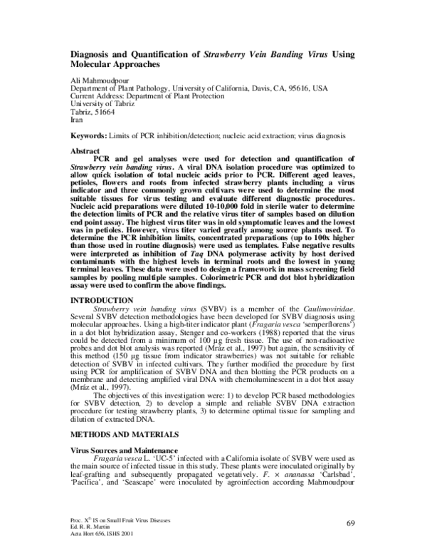 (PDF) Diagnosis and Quantification of Strawberry Vein Banding Virus ...