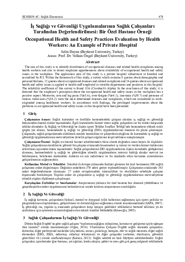 (PDF) Occupational Health and Safety Practices Evaluation by Health ...
