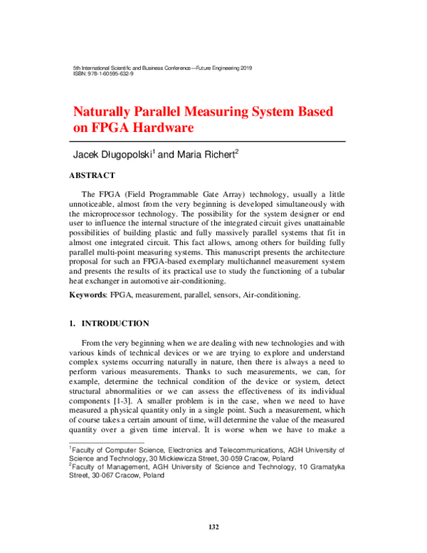 (PDF) Naturally Parallel Measuring System Based on FPGA Hardware ... (PDF) Naturally Parallel Measuring System Based on FPGA Hardware ...