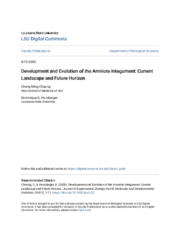 (PDF) Development and evolution of the amniote integument: Current ...
