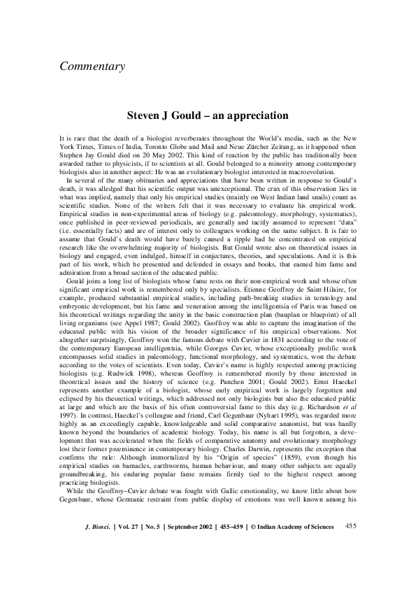 (PDF) Steven J Gould — an appreciation
