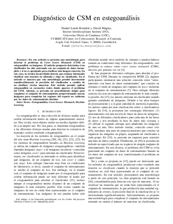 (PDF) Diagnóstico de CSM en estegoanálisis