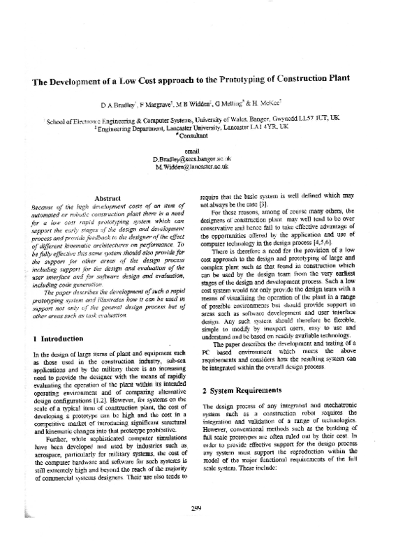 (PDF) The Development of a Low Cost Approach to the Prototyping of ...
