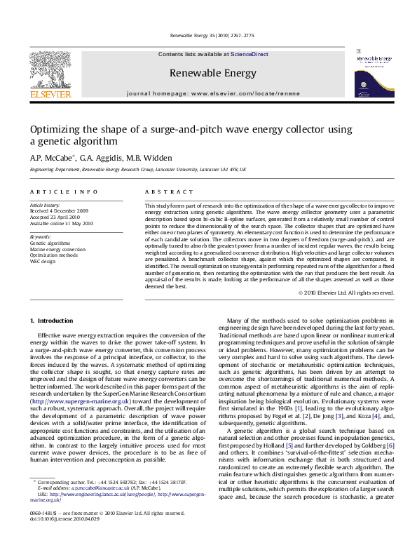 (PDF) Optimizing the shape of a surge-and-pitch wave energy collector ...