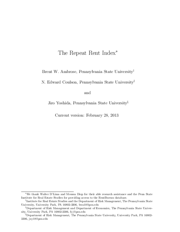 (PDF) The Repeat Rent Index