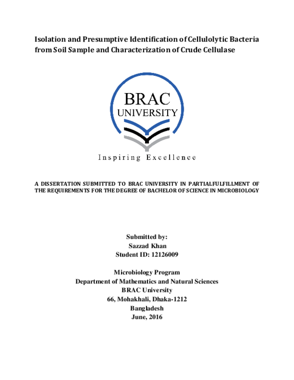 (PDF) Isolation and presumptive identification of cellulolytic bacteria from soil sample and ...
