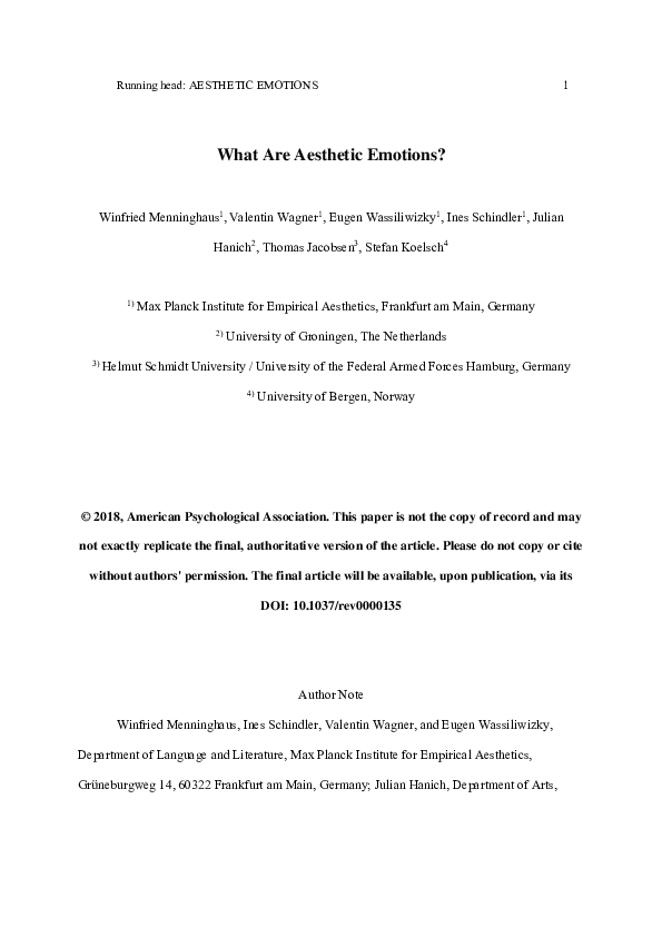 (PDF) What are aesthetic emotions?