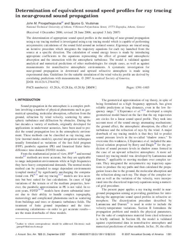 (PDF) Determination of equivalent sound speed profiles for ray tracing ...