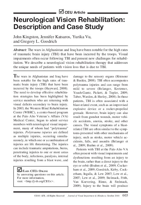 (PDF) Neurological Vision Rehabilitation: Description and Case Study