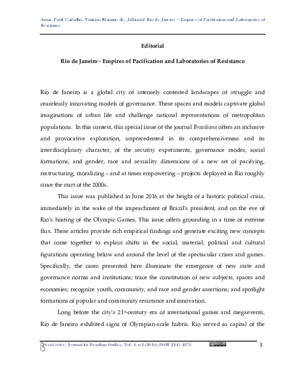 (PDF) Rio de Janeiro - Empires of Pacification and Laboratories of ...
