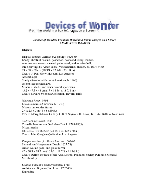 (PDF) Devices of Wonder: From the World in a Box to Images on a Screen
