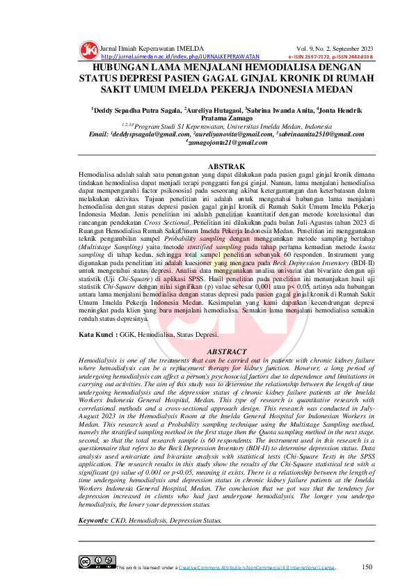 (PDF) Hubungan Lama Menjalani Hemodialisa Dengan Status Depresi Pasien ...