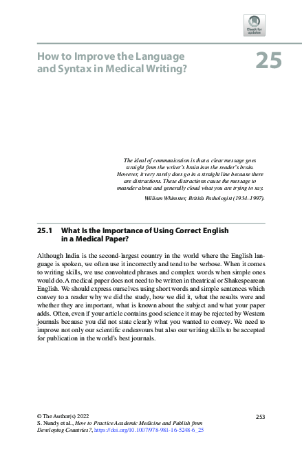 (PDF) How to Improve the Language and Syntax in Medical Writing?