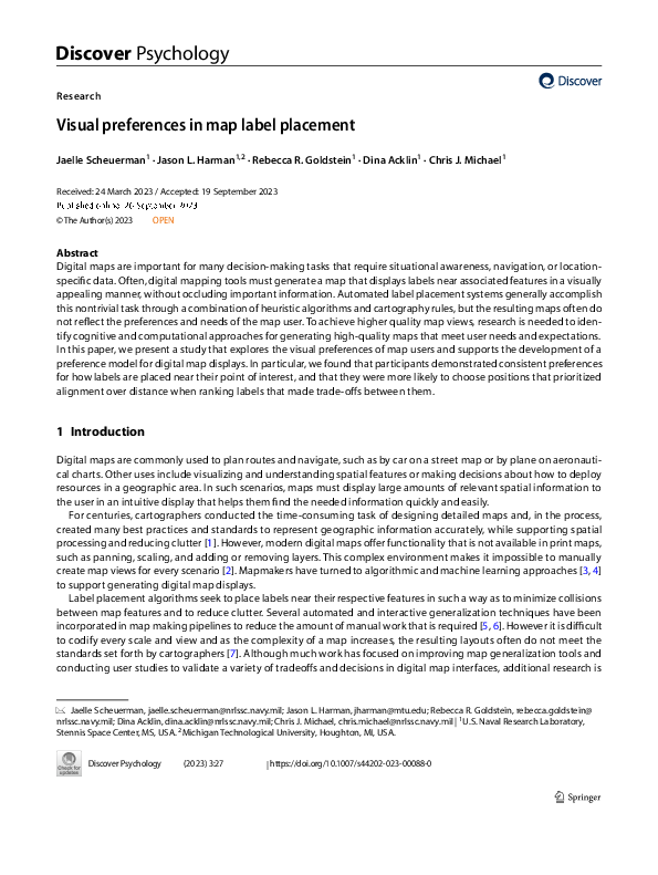 (PDF) Visual preferences in map label placement | Jason Harman ...