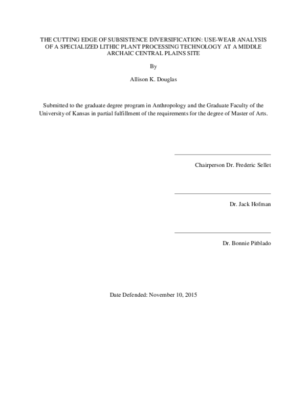 (PDF) The Cutting Edge of Subsistence Diversification: Use-Wear ...