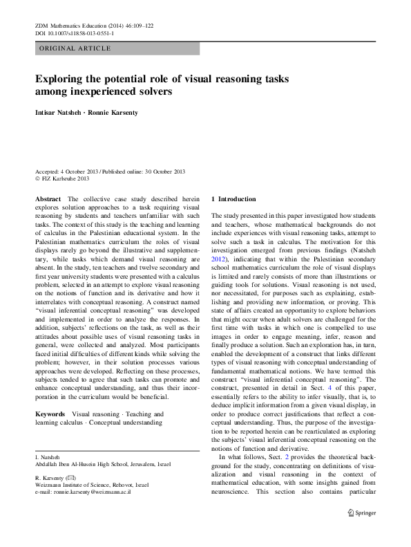 (PDF) Exploring the potential role of visual reasoning tasks among inexperienced solvers ...