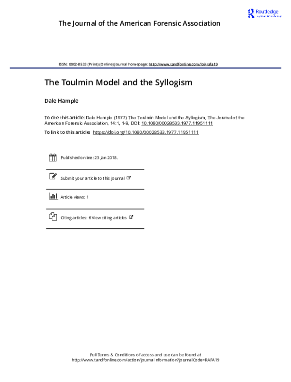 (PDF) The Toulmin Model and the Syllogism