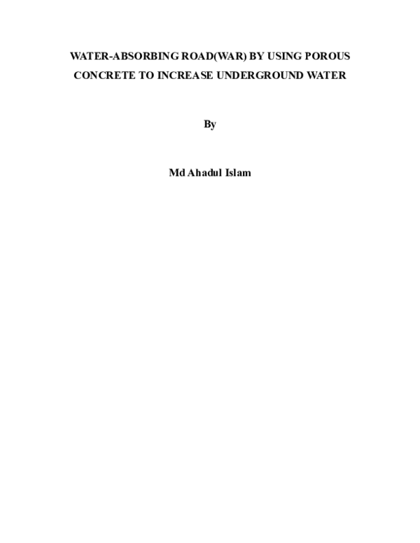 (PDF) WATER-ABSORBING ROAD(WAR) BY USING POROUS CONCRETE TO INCREASE ...