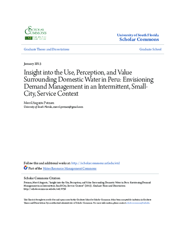 (PDF) Insight into the Use, Perception, and Value Surrounding Domestic Water in Peru ...