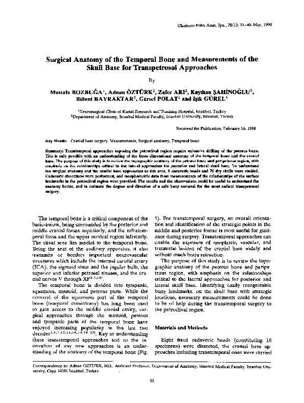 (PDF) Surgical Anatomy of the Temporal Bone and Measurements of the ...