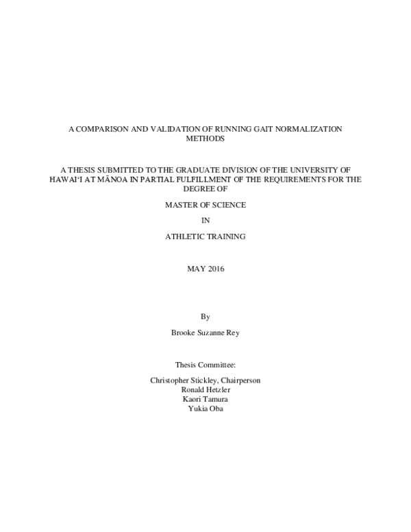 (PDF) A Comparison and Validation of Running Gait Normalization Methods