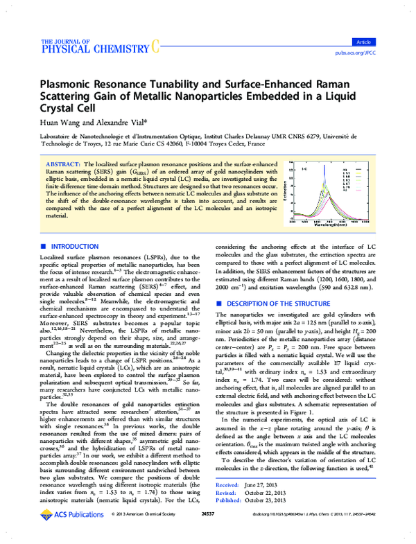 (PDF) Plasmonic Resonance Tunability and Surface-Enhanced Raman ...