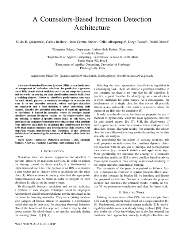 Pdf A Counselors Based Intrusion Detection Architecture