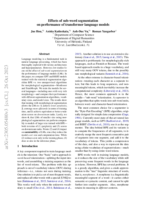 (PDF) Investigating the effect of sub-word segmentation on the ...