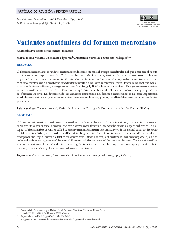 (PDF) Variantes anatómicas del foramen mentoniano