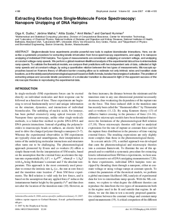(PDF) Extracting Kinetics from Single-Molecule Force Spectroscopy ...